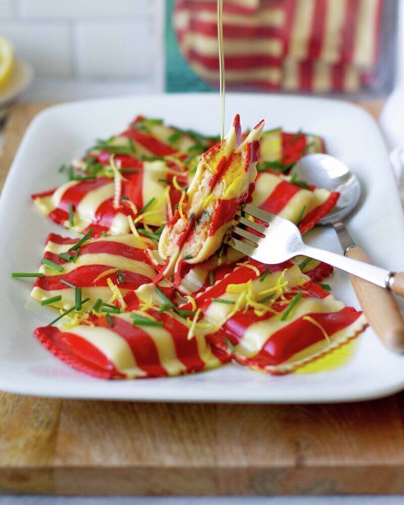 Italian Sausage and Mozzarella Ravioli with Peppers and Onions
