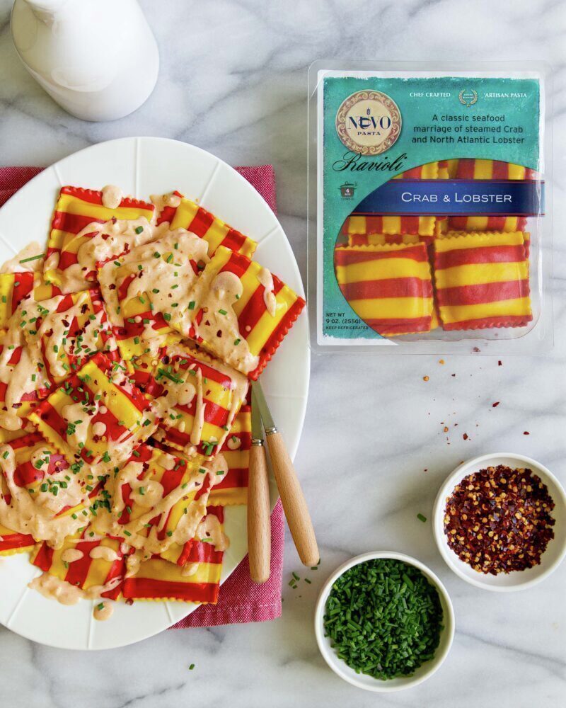 Shrimp & Lobster Ravioli with Sherry Cream Sauce