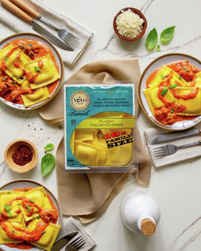 Italian Sausage & Mozzarella Ravioli with Tuscan Beans