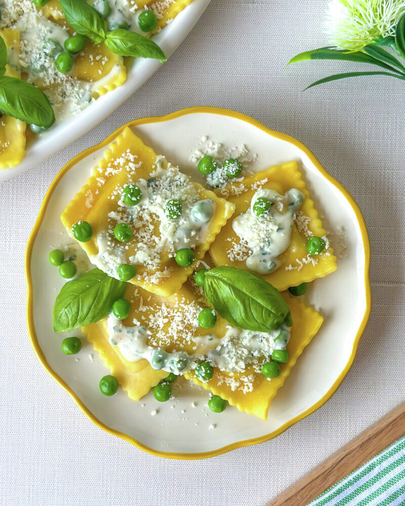 Organic Garlic and Herb Ravioli with Cacio e Pepe Sauce
